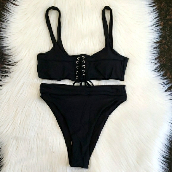 Swim | Laceup Bralette Top Highwaist Bottoms Bikini Set | Poshmark